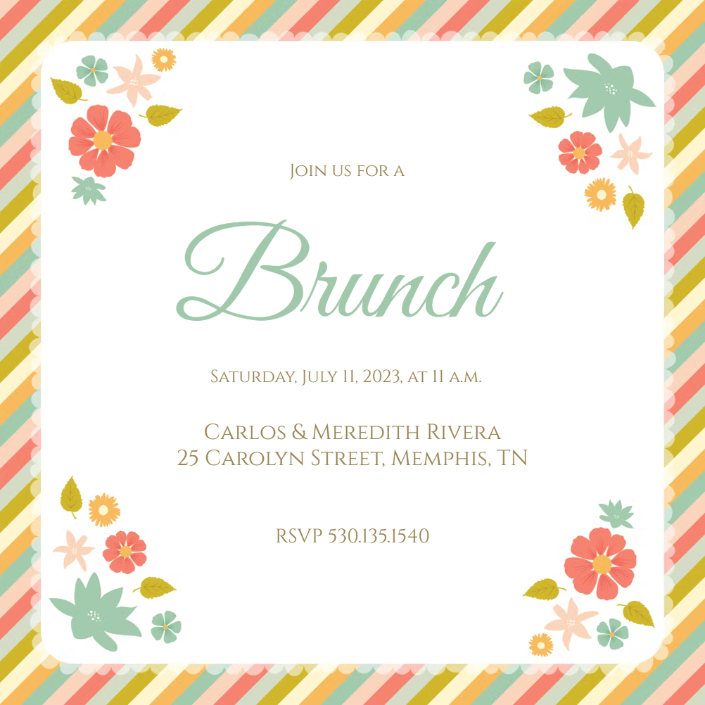 Rainbow Stripes Frame - Brunch & Lunch Invitation Template (Free ...
