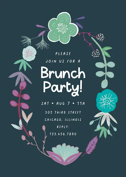 Spring Flowers - Brunch & Lunch Invitation Template (Free) | Greetings ...