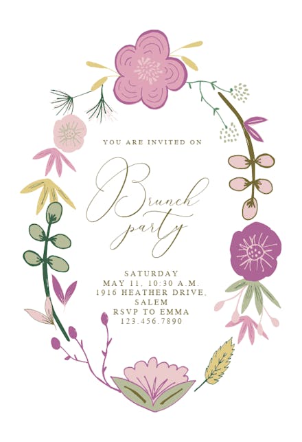 Spring Flowers - Brunch & Lunch Invitation Template (Free) | Greetings ...