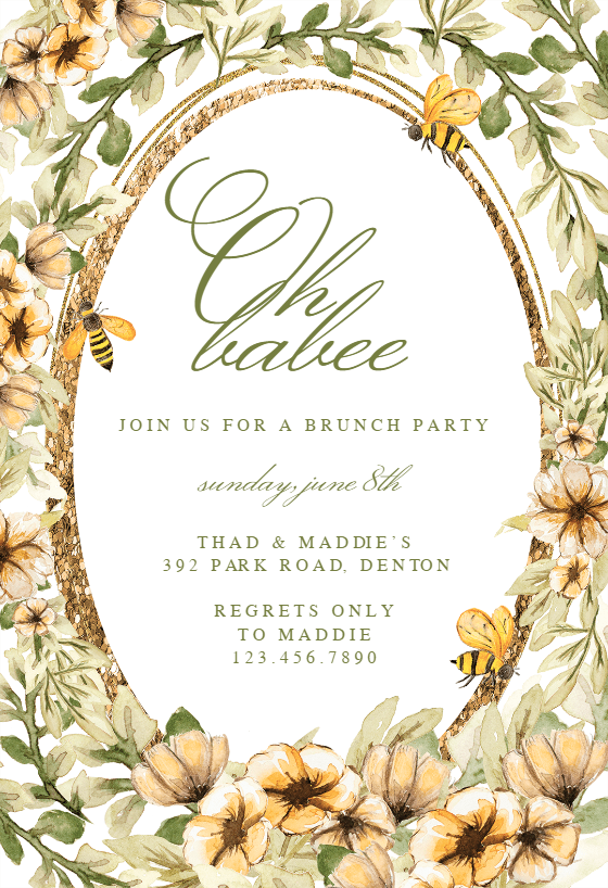 Spring Border - Brunch & Lunch Invitation Template (Free) | Greetings ...