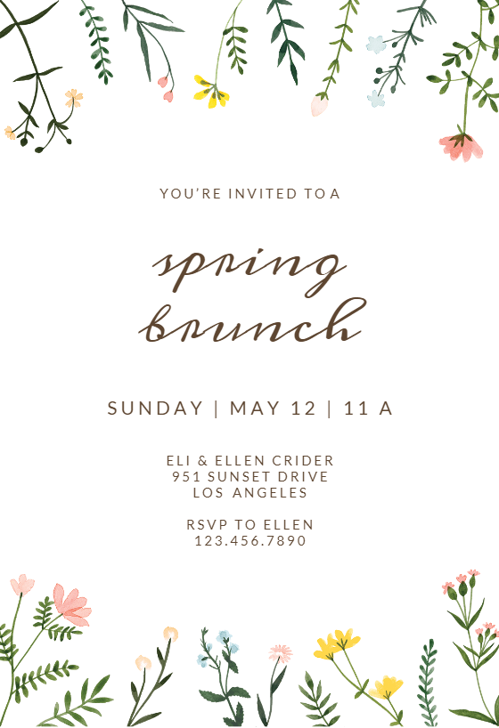 Whimsical Blush - Brunch & Lunch Invitation Template | Greetings Island