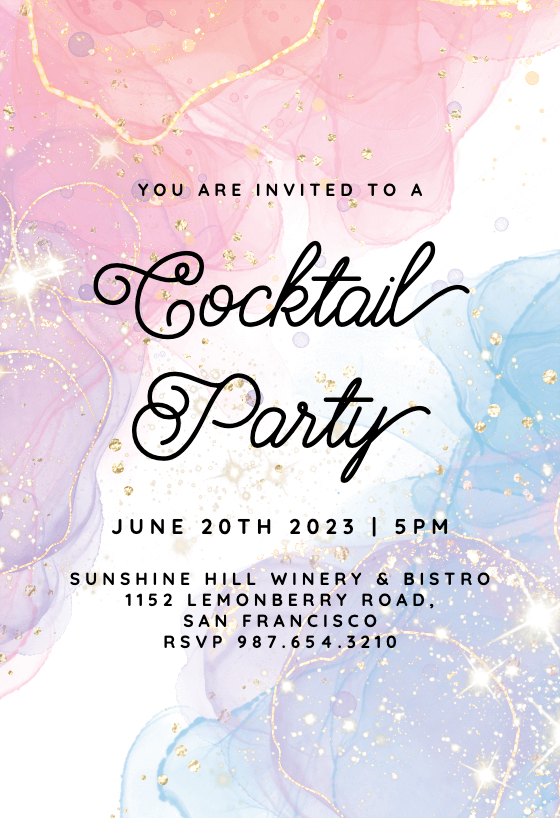 Rainbow Confetti Frame - Cocktail Party Invitation Template (Free ...