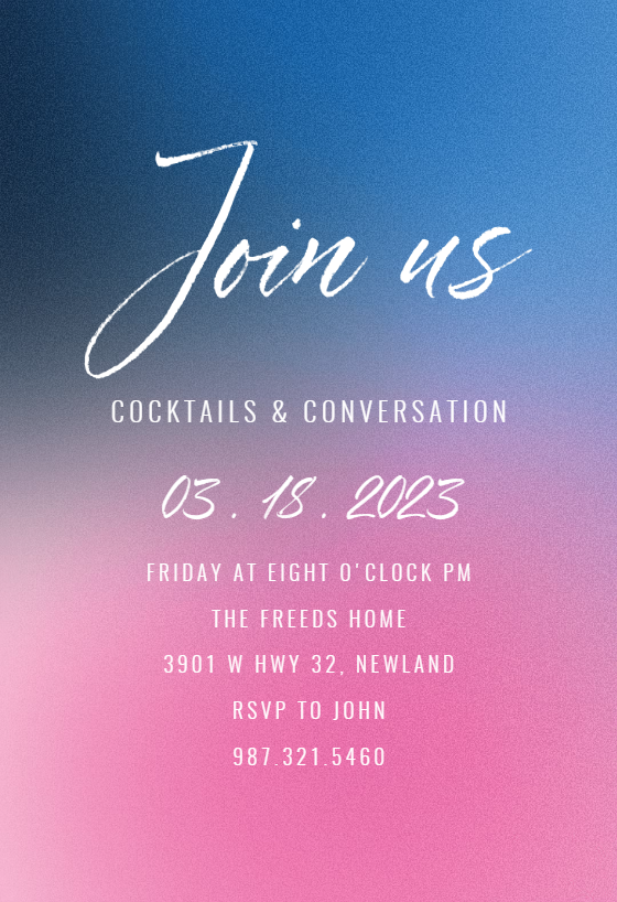 Gradient Celebration - Cocktail Party Invitation Template (Free ...
