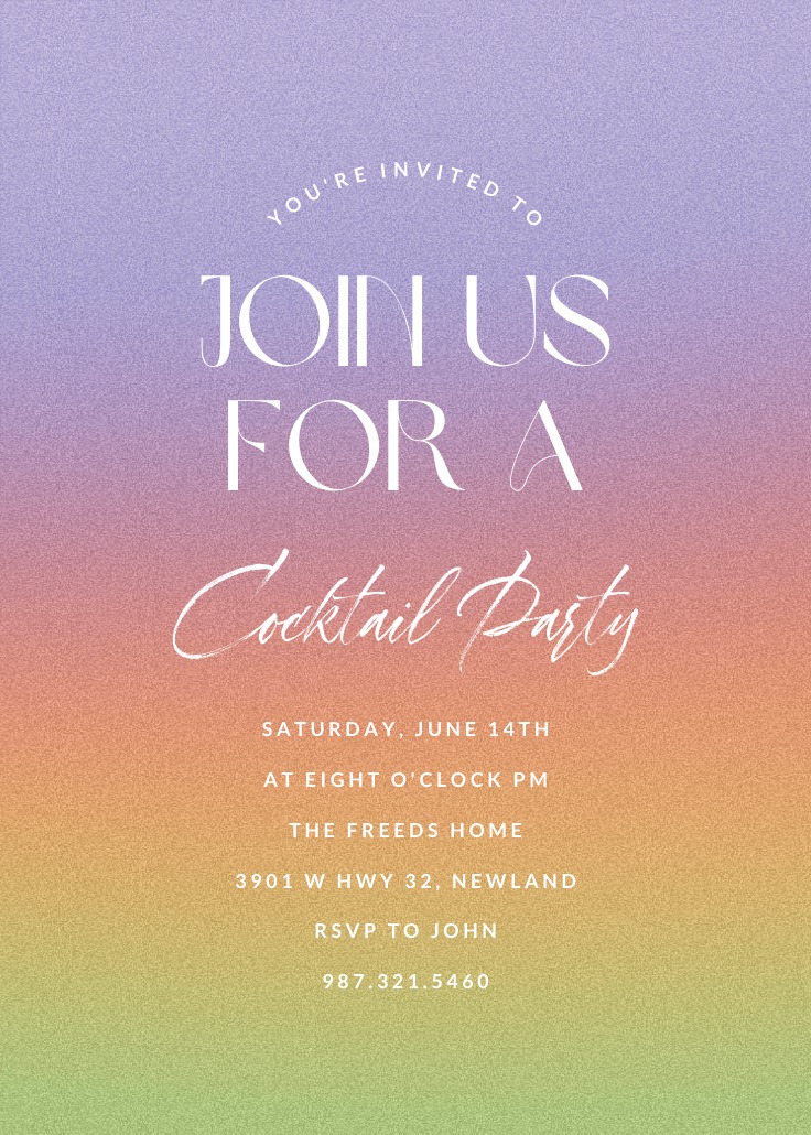 Big Text - Cocktail Party Invitation Template (Free) | Greetings Island