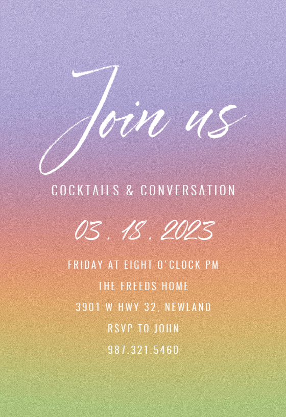 Big Text - Cocktail Party Invitation Template (Free) | Greetings Island