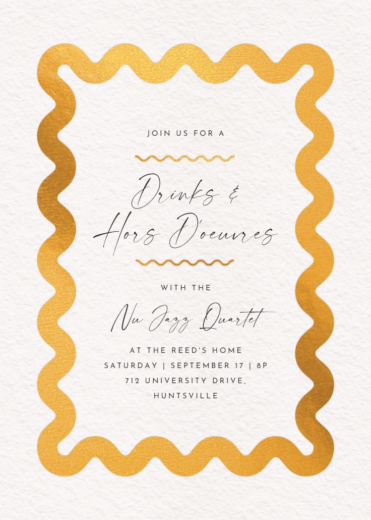 Billowing Border - Cocktail Party Invitation Template | Greetings Island