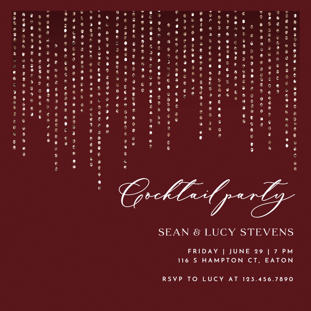 Droplets Curtain - Cocktail Party Invitation Template (Free ...
