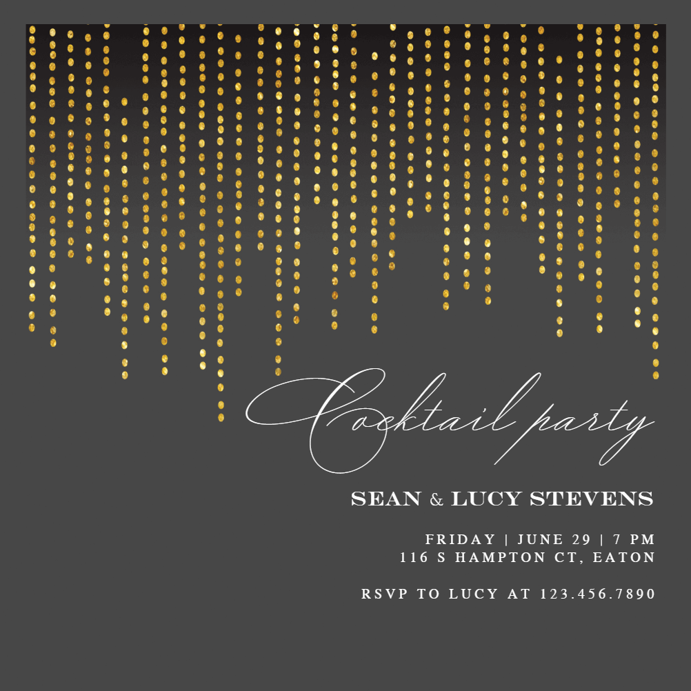 Droplets Curtain - Cocktail Party Invitation Template (Free ...