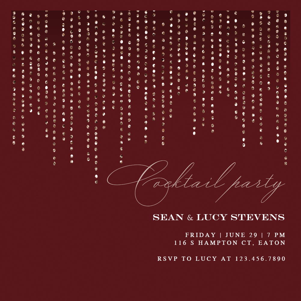 Droplets Curtain - Cocktail Party Invitation Template (Free ...