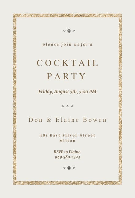 Elegant Gold - Cocktail Party Invitation Template (Free) | Greetings Island