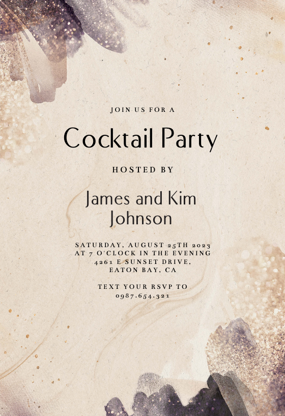 Glitter Texture - Cocktail Party Invitation Template | Greetings Island