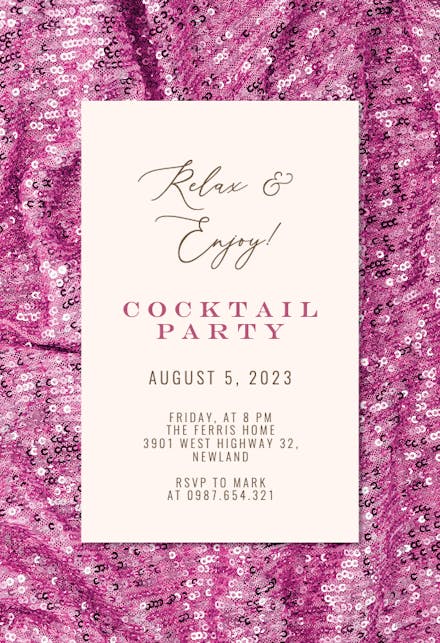 Glittery Sequins - Cocktail Party Invitation Template (Free ...