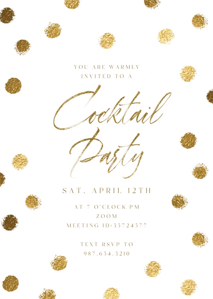 Gold Dots - Cocktail Party Invitation Template | Greetings Island