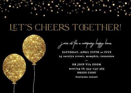 Gold Glitter - Cocktail Party Invitation Template (Free) | Greetings Island