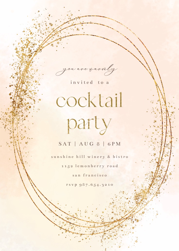 Gold Texture - Cocktail Party Invitation Template | Greetings Island