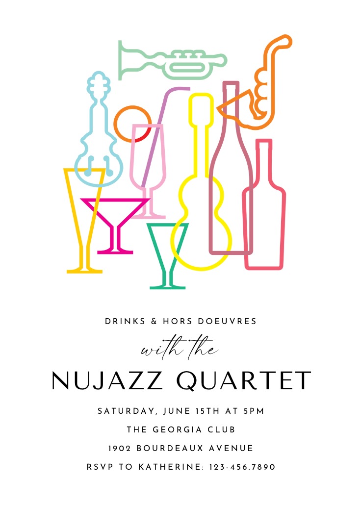 Mood Music - Cocktail Party Invitation Template (Free) | Greetings Island