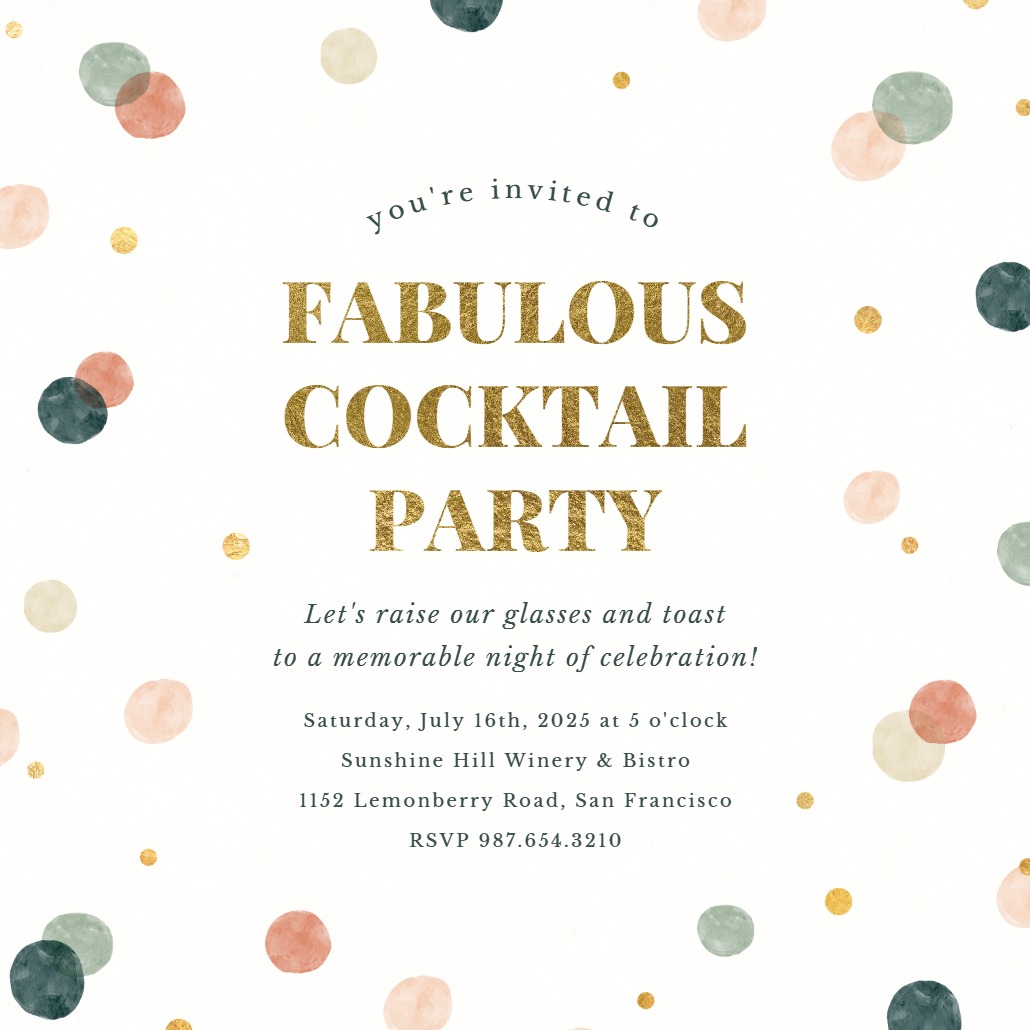 Neutral circles - Cocktail Party Invitation Template (Free) | Greetings ...
