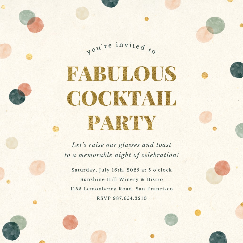 Neutral circles - Cocktail Party Invitation Template (Free) | Greetings ...