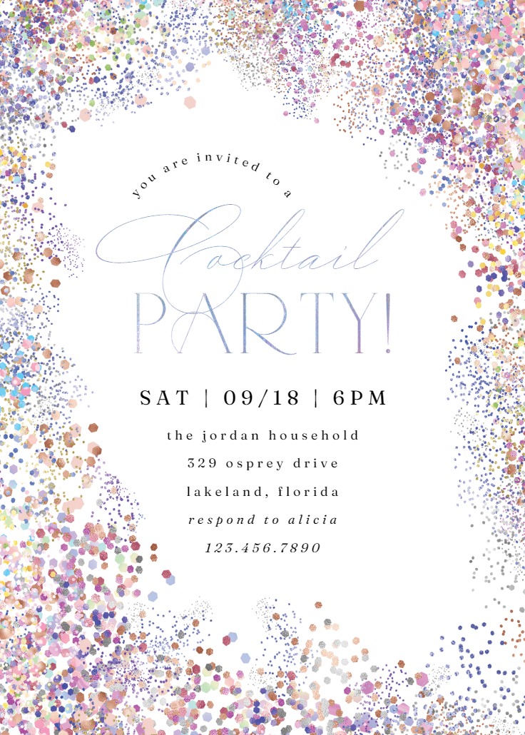 Rainbow confetti frame - Cocktail Party Invitation Template (Free ...