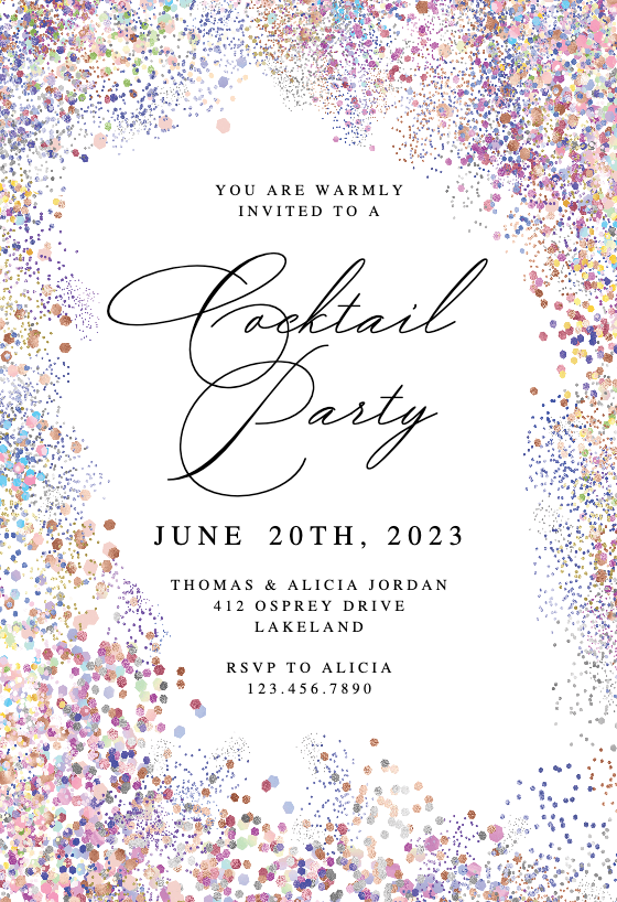 Rainbow Confetti Frame - Cocktail Party Invitation Template (Free ...