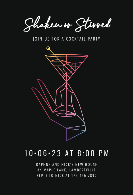 Shaken Or Stirred - Cocktail Party Invitation Template | Greetings Island