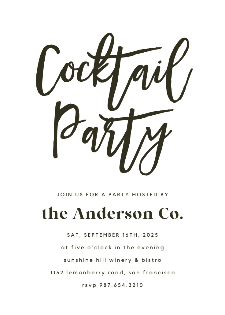 Simple Text - Cocktail Party Invitation Template (Free) | Greetings Island