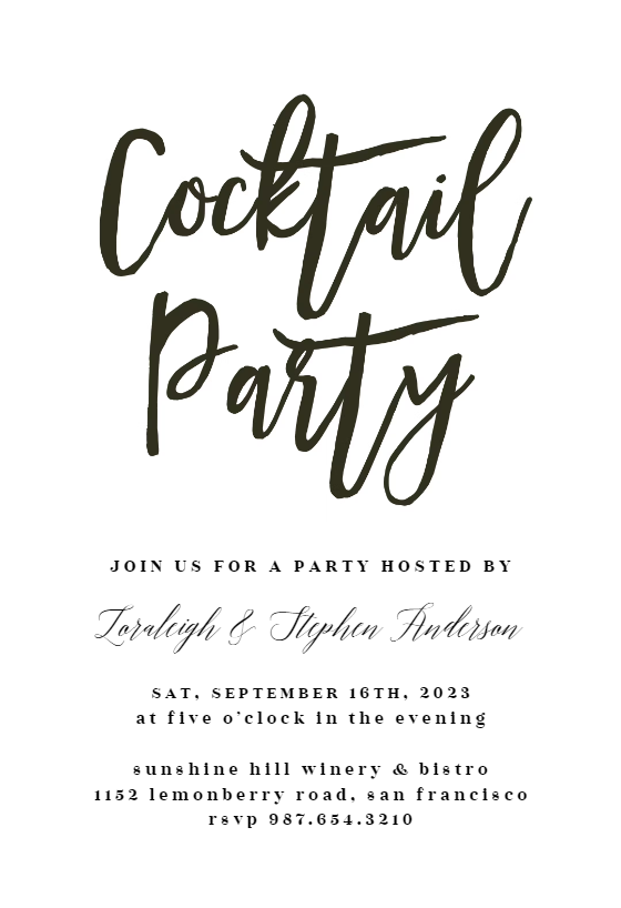 Simple Text - Cocktail Party Invitation Template (Free) | Greetings Island