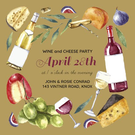 Sip & Snack - Cocktail Party Invitation Template (Free) | Greetings Island