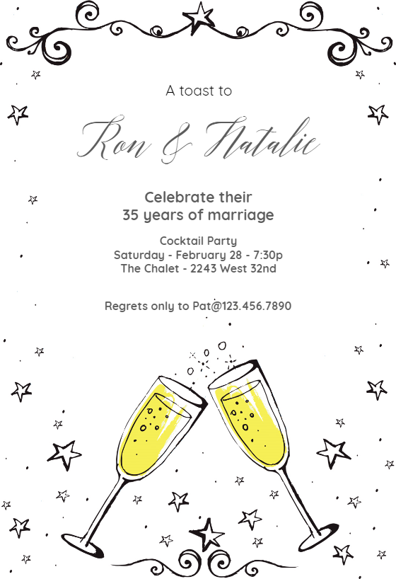 Timely Toast - Cocktail Party Invitation Template (Free) | Greetings Island