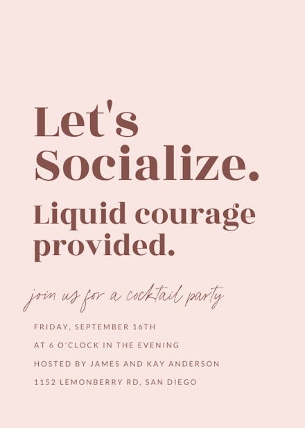 Trendy Bold Text - Cocktail Party Invitation Template (Free ...