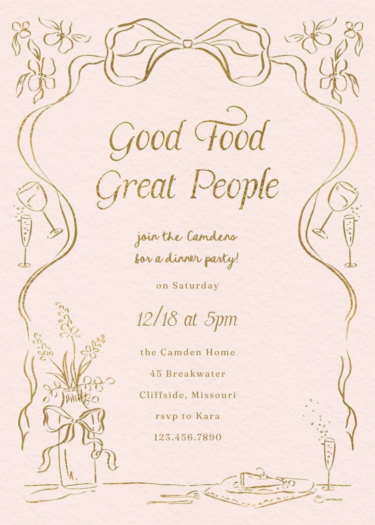 Casual Comforts - Dinner Party Invitation Template (Free) | Greetings ...