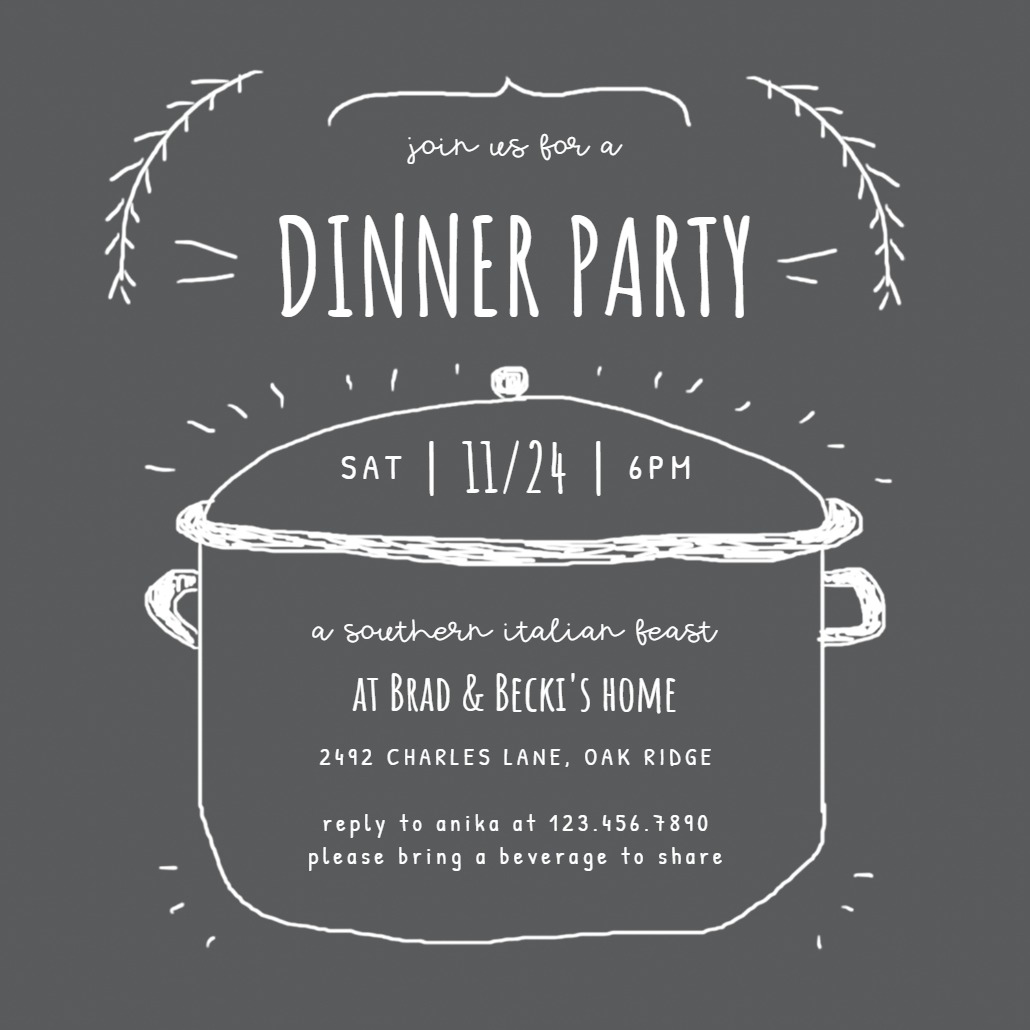 Pot Luck Dinner - Potluck Invitation Template (Free) | Greetings Island