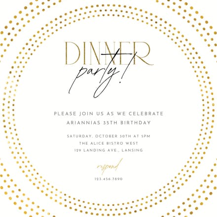 Billowing Border - Dinner Party Invitation Template | Greetings Island