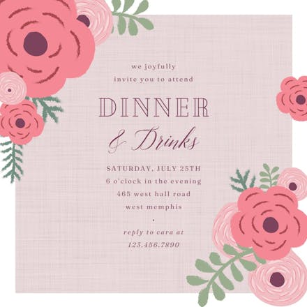 Spring Border - Dinner Party Invitation Template (Free) | Greetings Island