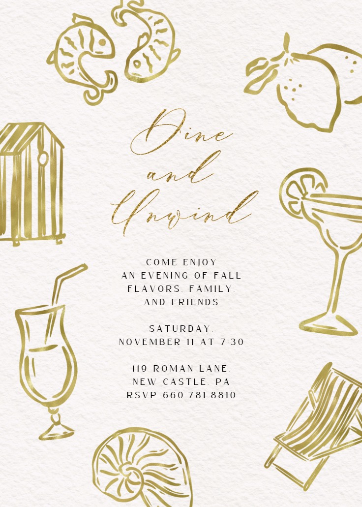 Sea Dinner - Dinner Party Invitation Template (Free) | Greetings Island