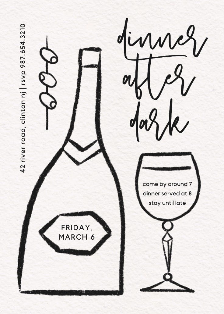Dinner After Dark - Dinner Party Invitation Template (Free) | Greetings ...