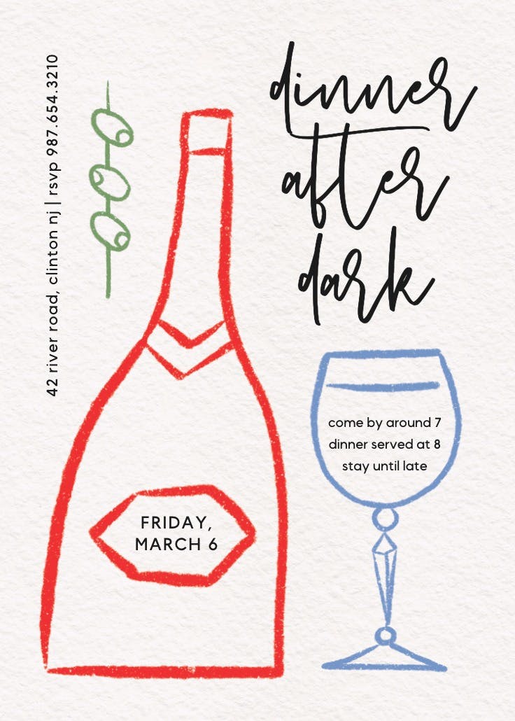 Dinner After Dark - Dinner Party Invitation Template (Free) | Greetings ...
