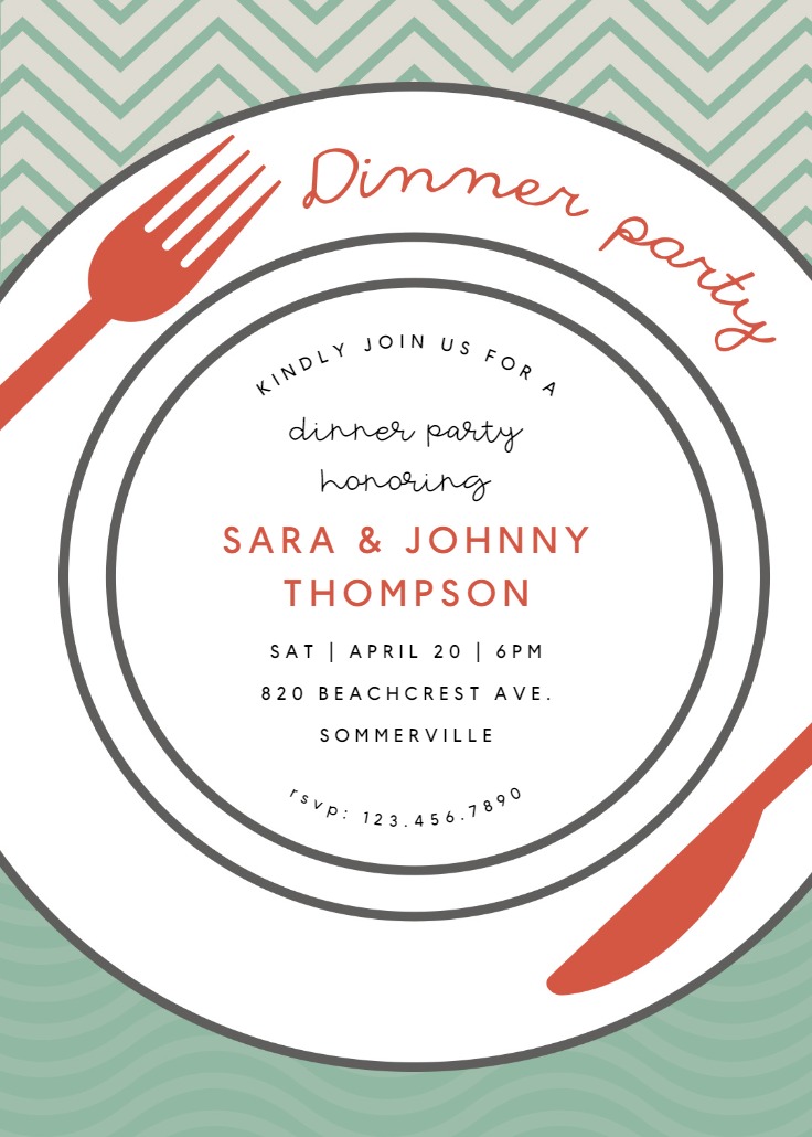 Dinner Plate - Dinner Party Invitation Template (Free) | Greetings Island