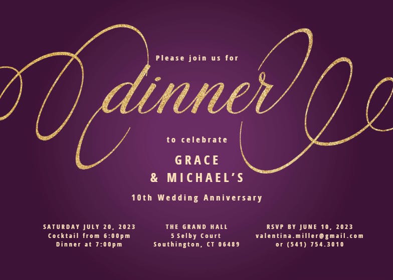 Elegant Calligraphy - Dinner Party Invitation Template (Free ...