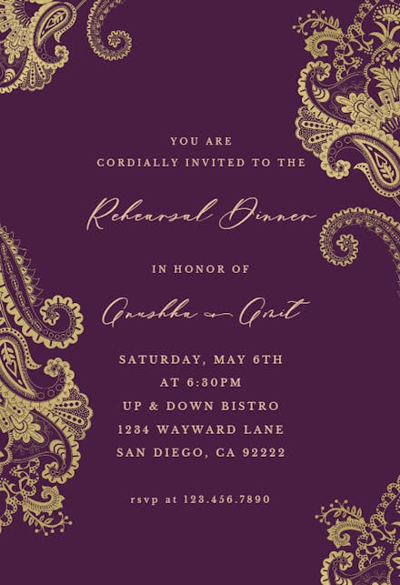 Elegant Henna - Dinner Party Invitation Template | Greetings Island