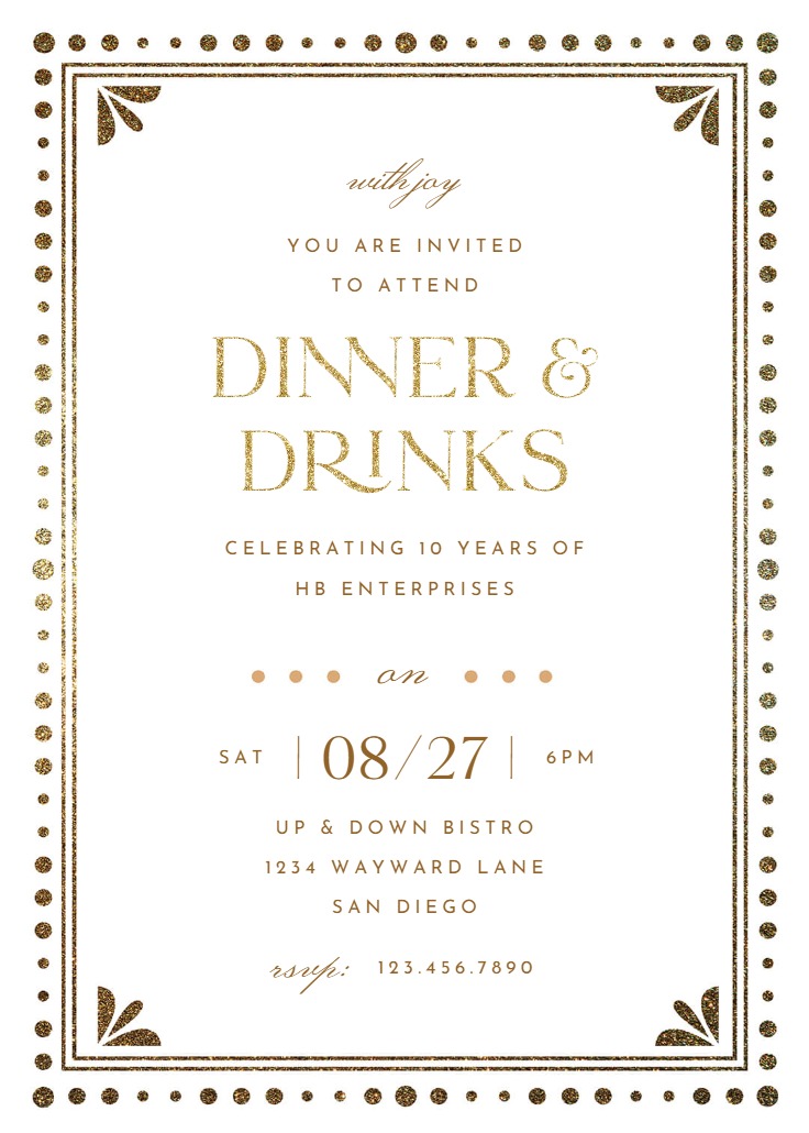 Fancy night - Dinner Party Invitation Template | Greetings Island