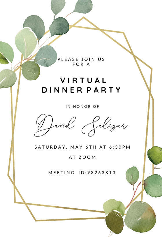 Double frame & leaves - Dinner Party Invitation Template | Greetings Island