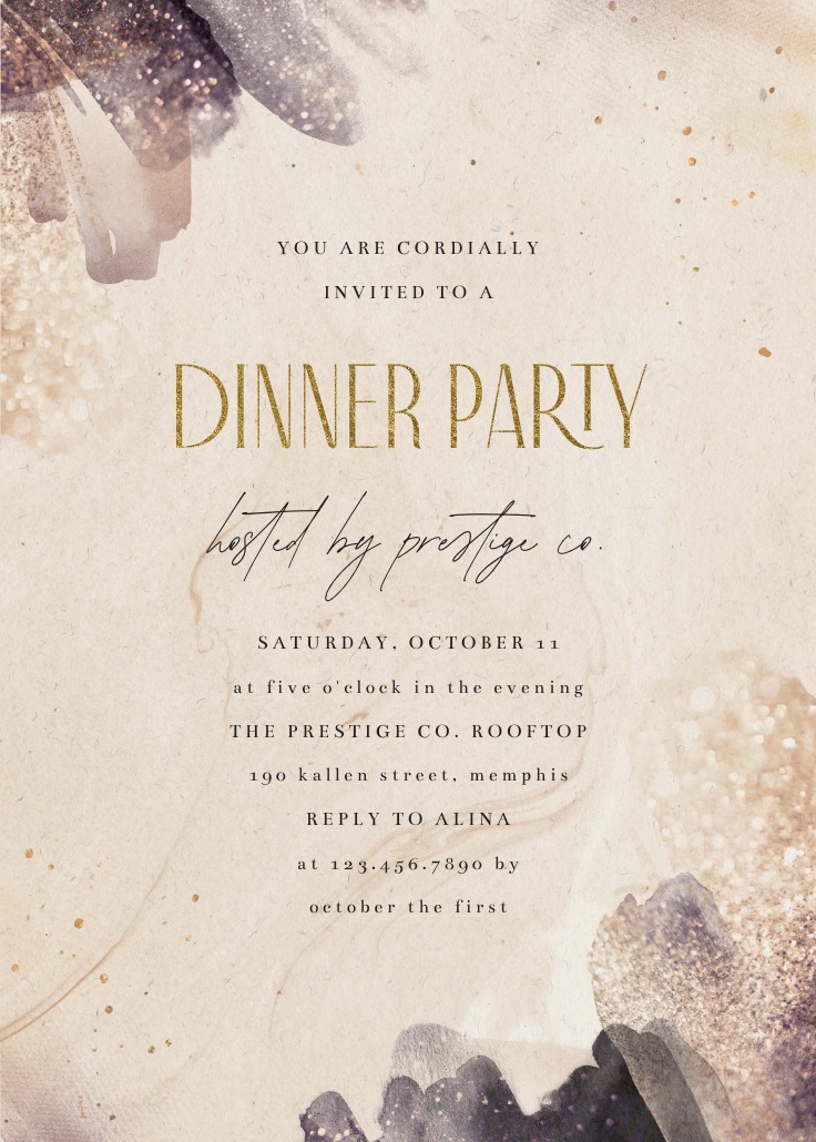 Glitter texture - Dinner Party Invitation Template | Greetings Island
