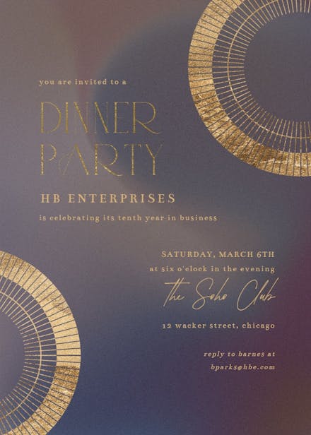 Golden Dust - Dinner Party Invitation Template | Greetings Island