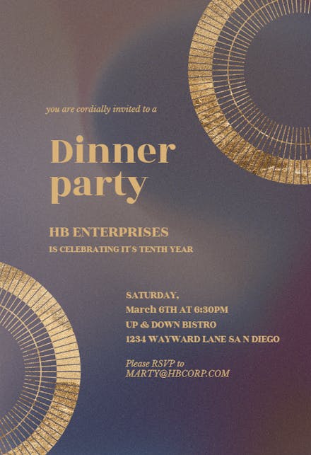Golden Dust - Dinner Party Invitation Template | Greetings Island