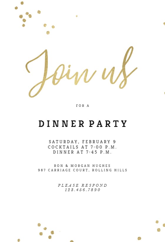 Minimal Confetti - Dinner Party Invitation Template (Free) | Greetings ...