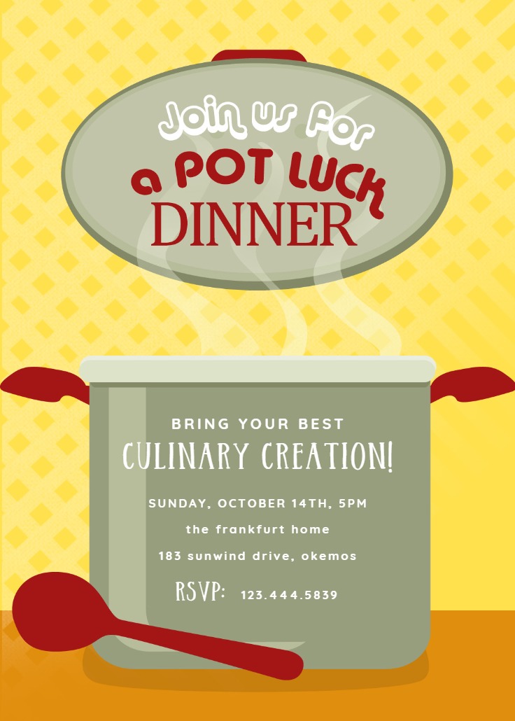 Potluck party - Potluck Invitation (Free) | Greetings Island