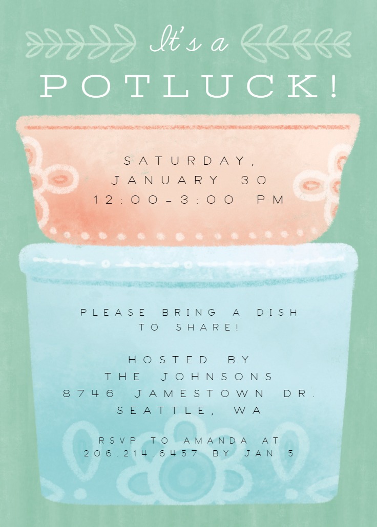 Potluck party - Potluck Invitation Template (Free) | Greetings Island