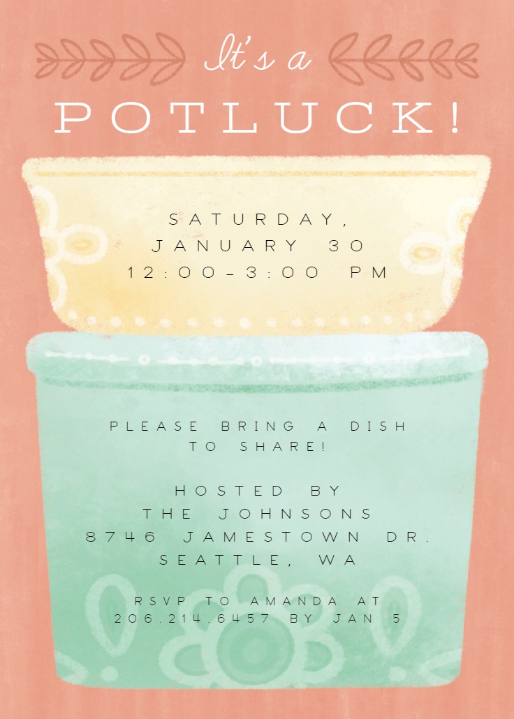 Potluck party - Potluck Invitation Template (Free) | Greetings Island
