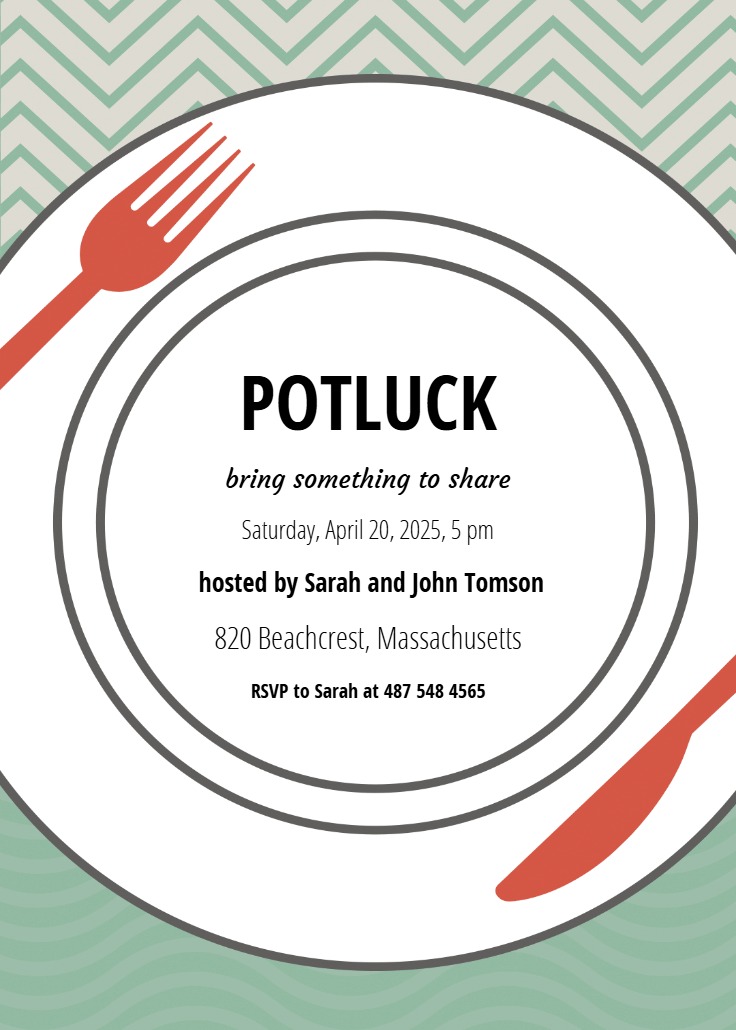 Potluck Plate - Potluck Invitation Template (Free) | Greetings Island